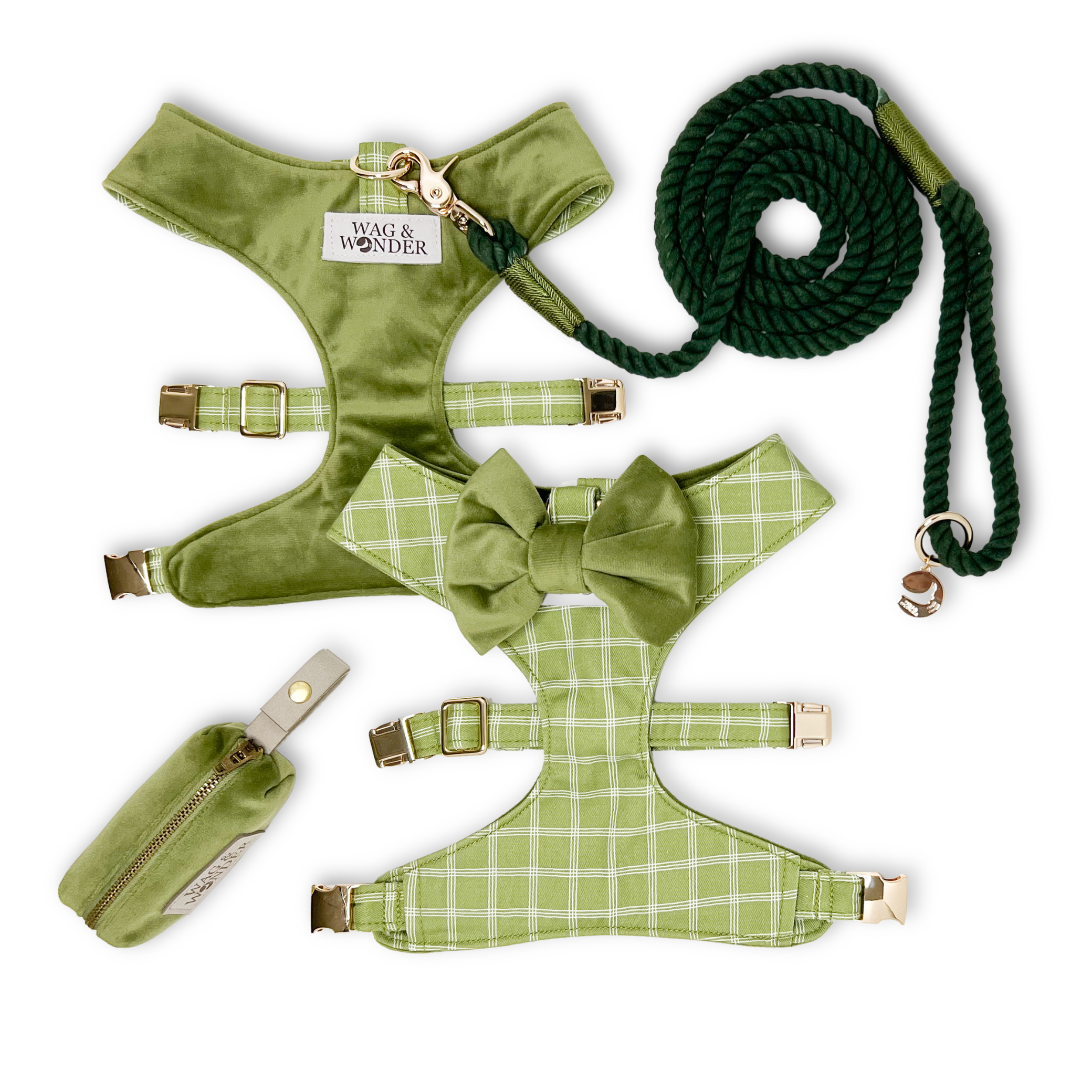 Meadow Reversible Dog Harness + Bow Tie Walk Set – Wag & Wonder