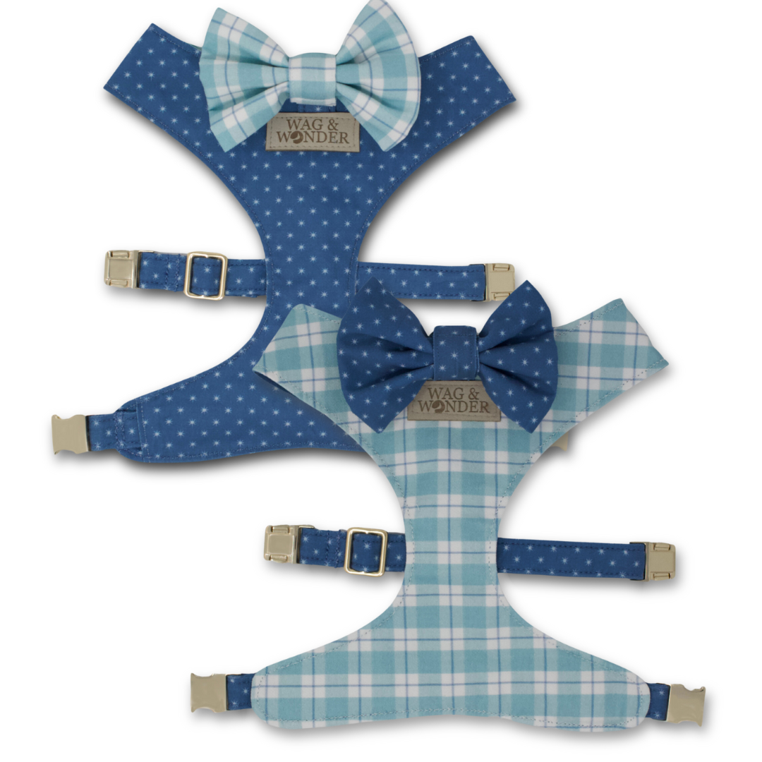 Seaside Reversible Dog Harness + Bow Tie – Wag & Wonder